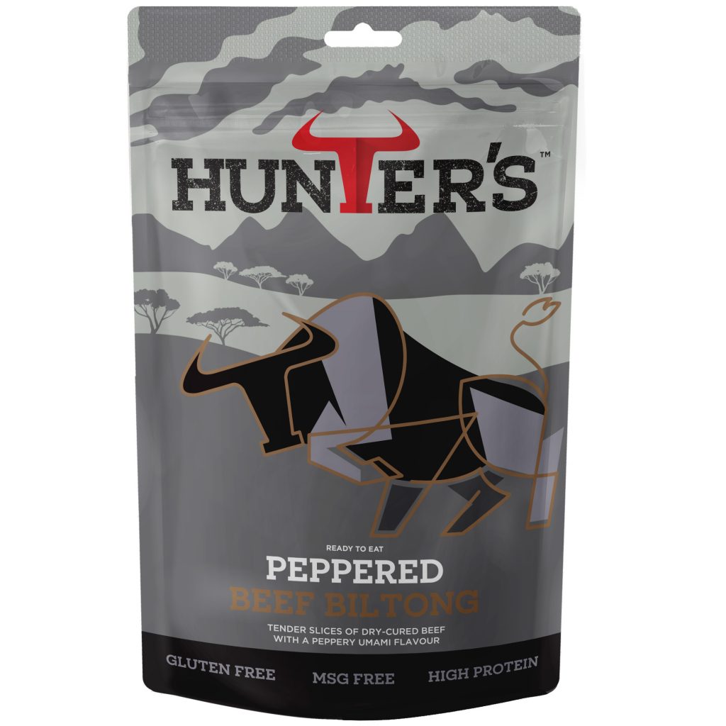 Hunters Peppered Beef Biltong 10 x 28g - Hunters Biltong